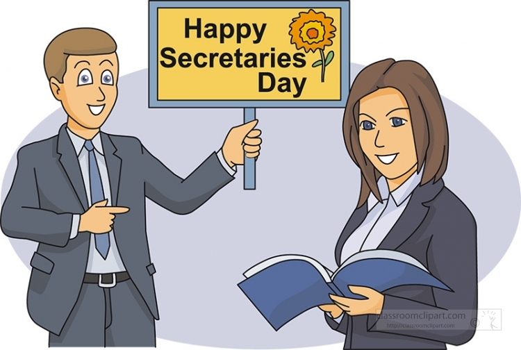 secretary standing near desk secretaries day clipart - Classroom Clip Art