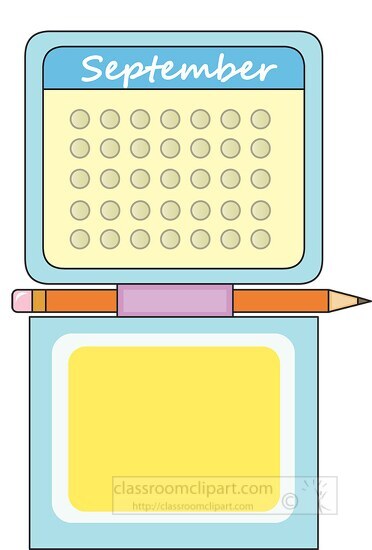 Free september calendar with notepad clipart - Classroom Clipart