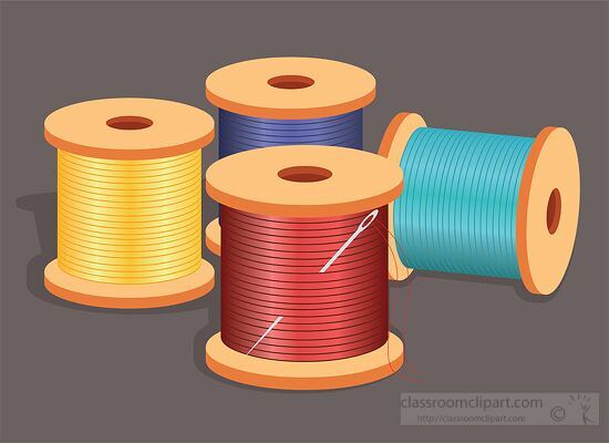sewing items different colour thread with needle clipart - Classroom ...