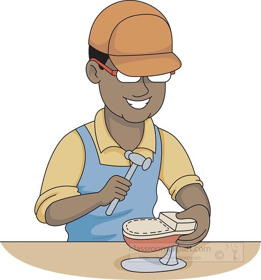 shoemaker working on shoe clipart - Classroom Clip Art