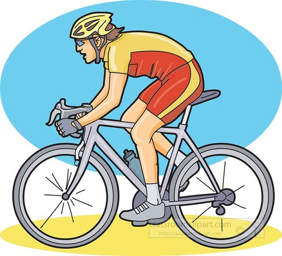 side view of man cycling in bike race - Classroom Clip Art
