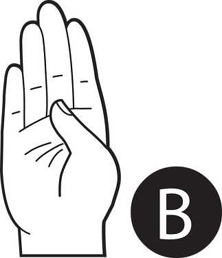 sign language letter b outline - Classroom Clip Art