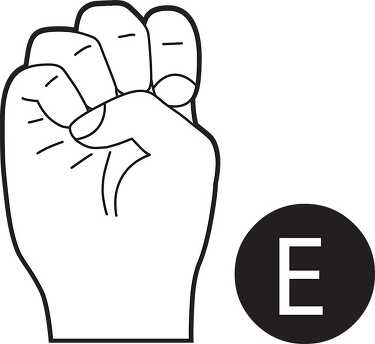 sign language letter e outline - Classroom Clip Art