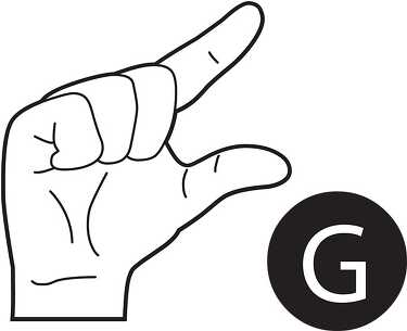sign language letter g outline - Classroom Clip Art