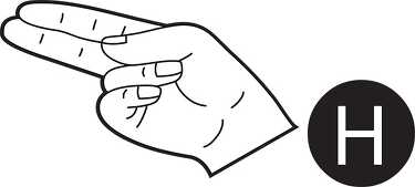 sign language letter h outline - Classroom Clip Art