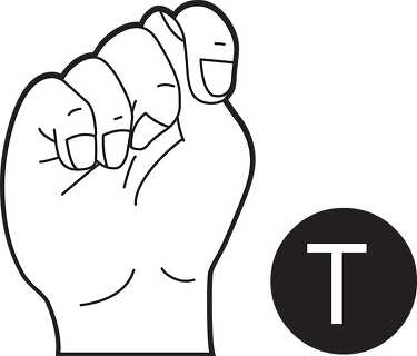 sign language letter t outline - Classroom Clip Art