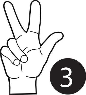 sign language number 3 outline - Classroom Clipart