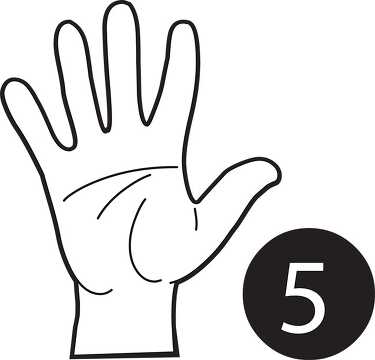 sign language number 5 outline - Classroom Clip Art