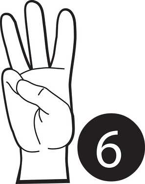 sign language number 6 outline - Classroom Clip Art
