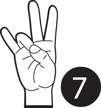 sign language number 7 outline - Classroom Clip Art