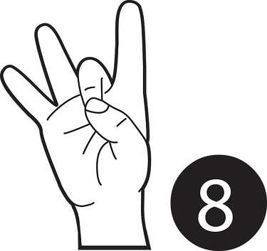 sign language number 8 outline - Classroom Clip Art