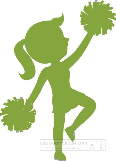 student cheerleader in green dress clipart - Classroom Clip Art