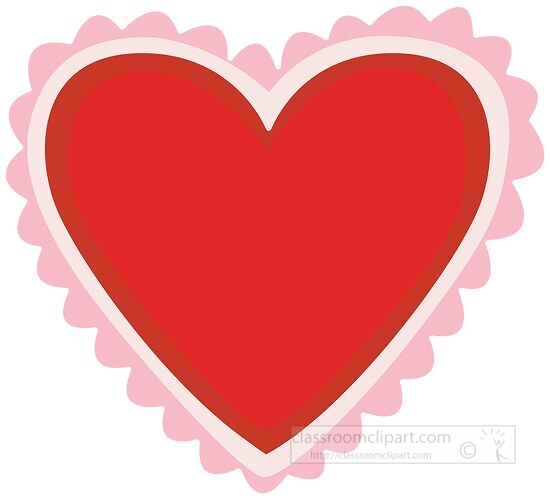 Free single red heart with pink trim clipart - Classroom Clipart