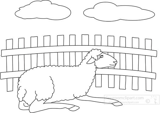 sitting sheep outline - Classroom Clip Art