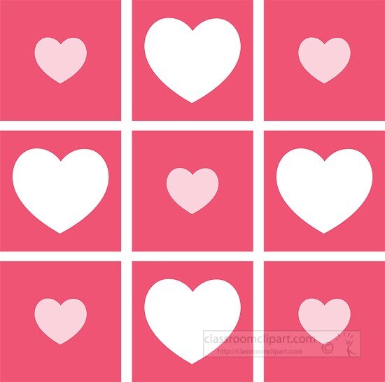 small white pink hearts on pattern squares vector clipart - Classroom ...