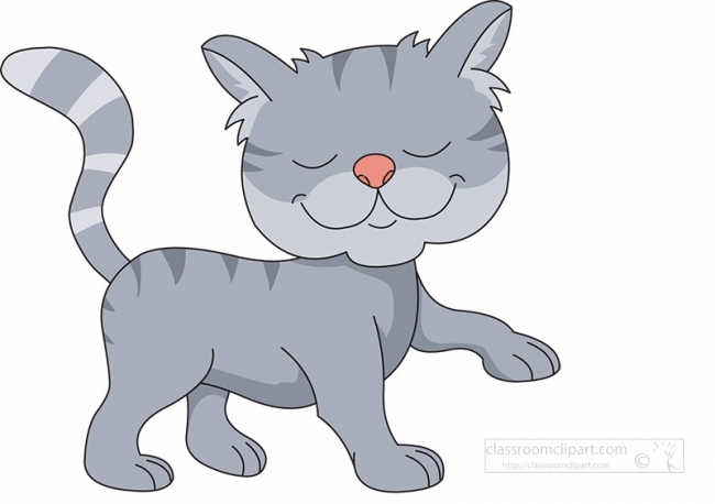 Free smiling gray cat clipart - Classroom Clipart
