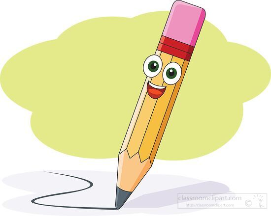 smiling pencil cartoon character clipart - Classroom Clip Art