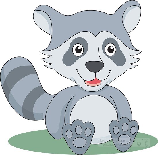 smiling sitting raccoon cartoon style clipart - Classroom Clip Art