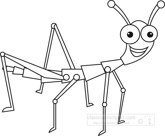 Free smiling Stick Insect Cartoon Outline clipart - Classroom Clipart