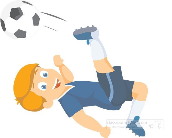 soccer player flipping backwards kicking ball clipart - Classroom Clip Art