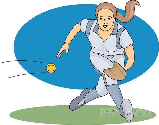 softball player catching ball 02 - Classroom Clip Art