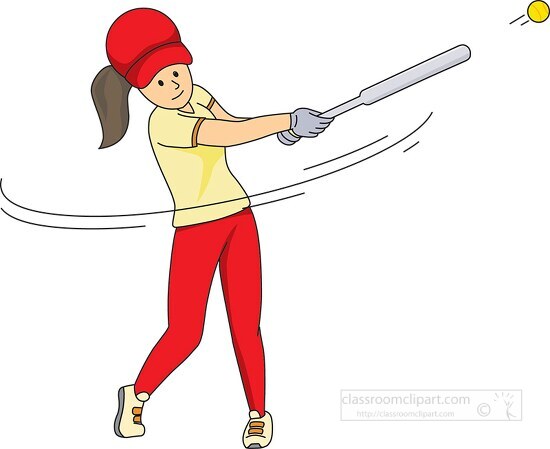 softball player swinging bat - Classroom Clip Art