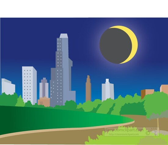 solar-eclipse-over-city-sky-clipart-2.eps - Classroom Clip Art