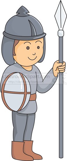 soldier medieval shield spear - Classroom Clip Art