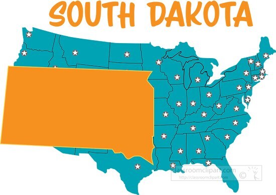 US State Maps Clipart-south dakota map united states clipart