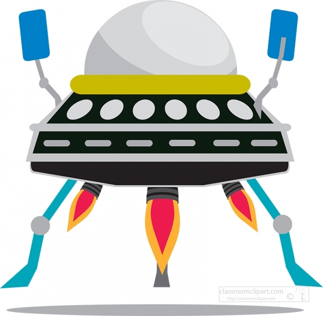 space craft on planet gray color - Classroom Clipart