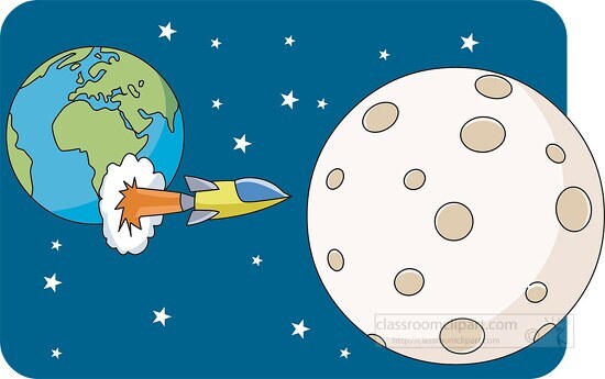 space ship flying to moon 04 - Classroom Clip Art