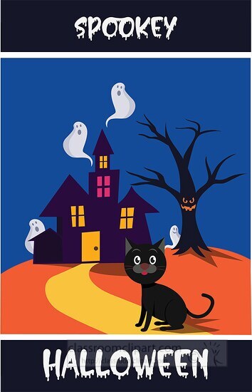 spookey halloween haunted house ghosts scary clipart - Classroom Clip Art