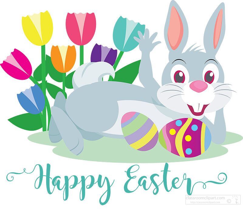 Easter Clipart-cute rabbit with easter egg clipart