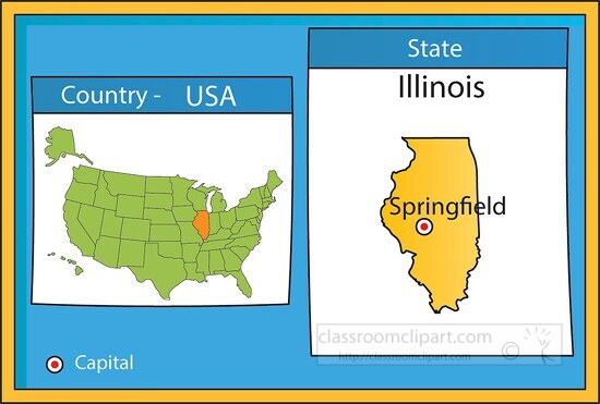 springfield illinois state us map with capital - Classroom Clipart