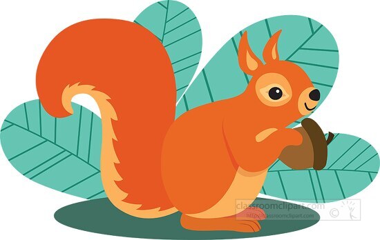 squirrel holding large acorn clipart - Classroom Clip Art