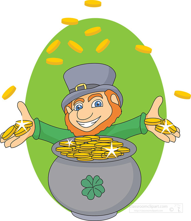 st patricks day leprechaun with gold clipart - Classroom Clip Art