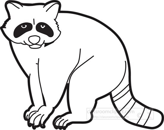 standing raccoon animal black outline clipart - Classroom Clip Art