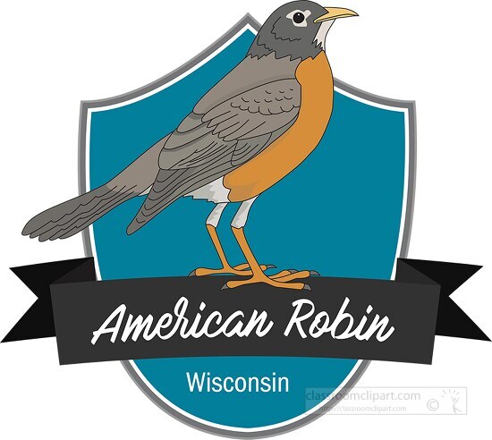 state bird of wisconsin american robin bird clipart - Classroom Clip Art
