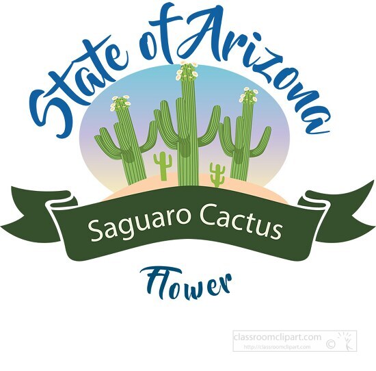 state of arizona flower saguaro cactus clipart image - Classroom Clip Art