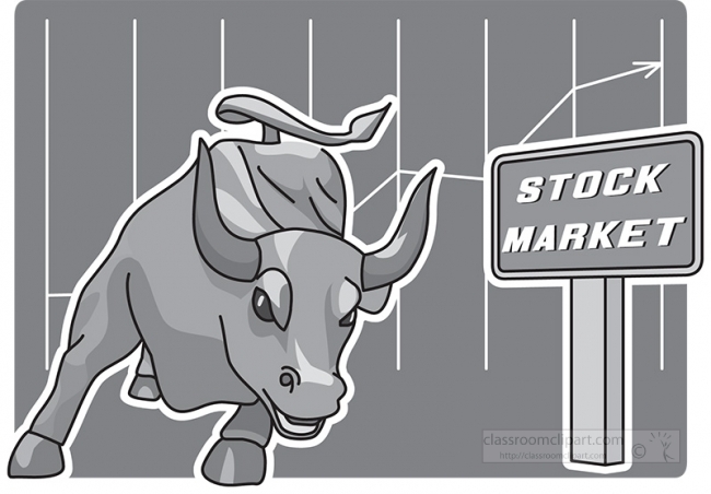 stock market bull gray 02 - Classroom Clip Art