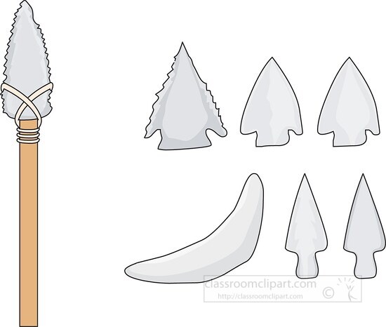 History Clipart-stoneage weapons stone tipped spear