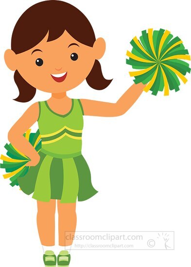 student cheerleader in green dress clipart - Classroom Clip Art