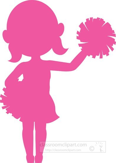 student cheerleader in pink dress silhouette - Classroom Clip Art