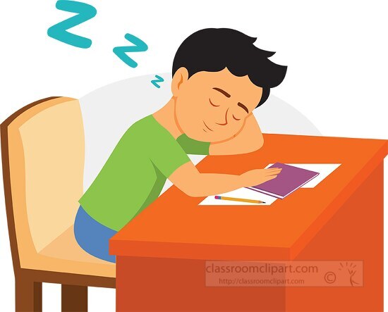 student falls asleep on desk in classroom clipart - Classroom Clip Art