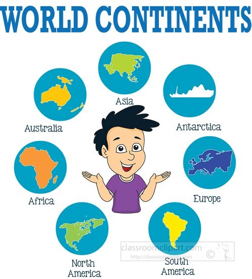 Free student learning about world continents clipart - Classroom Clipart