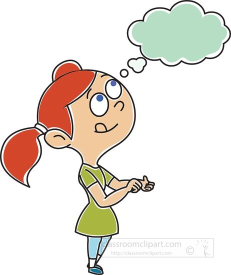 student looking up to a thought bubble vector clipart - Classroom Clip Art