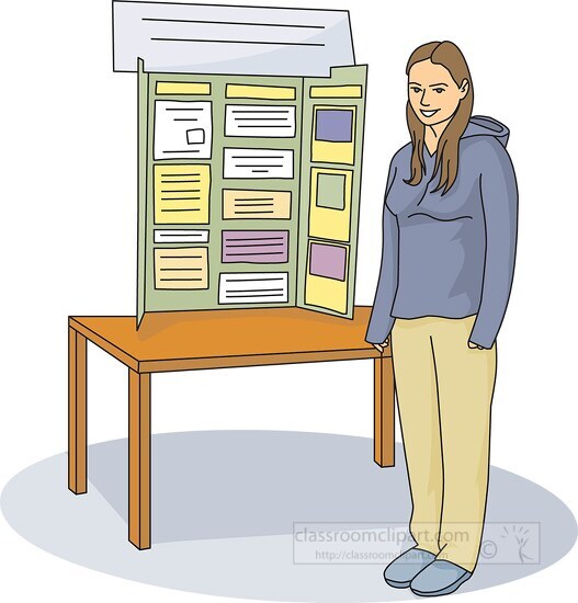 student showing science fair project clipart - Classroom Clip Art