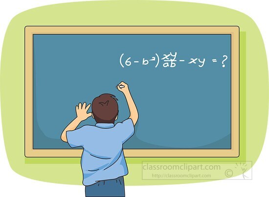 student solving math problem - Classroom Clip Art