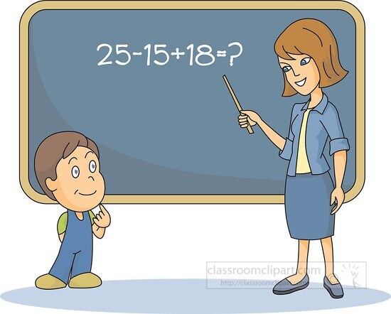 student solving math problem teacher 1233 - Classroom Clip Art