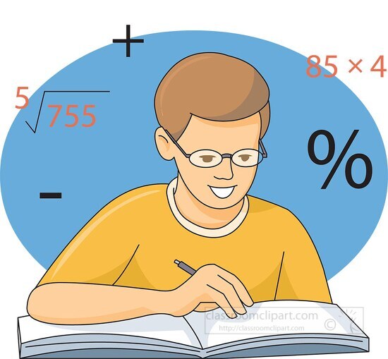 student solving mathematics problem - Classroom Clip Art